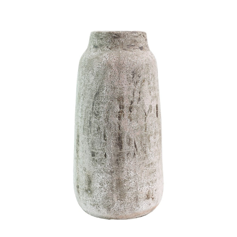 Tall aged earthenware vessel 37cm – green with envy nz