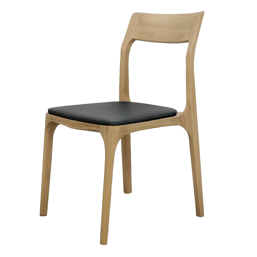 Ash Wood Dining Chair With Leather Seat Black Green With Envy Nz