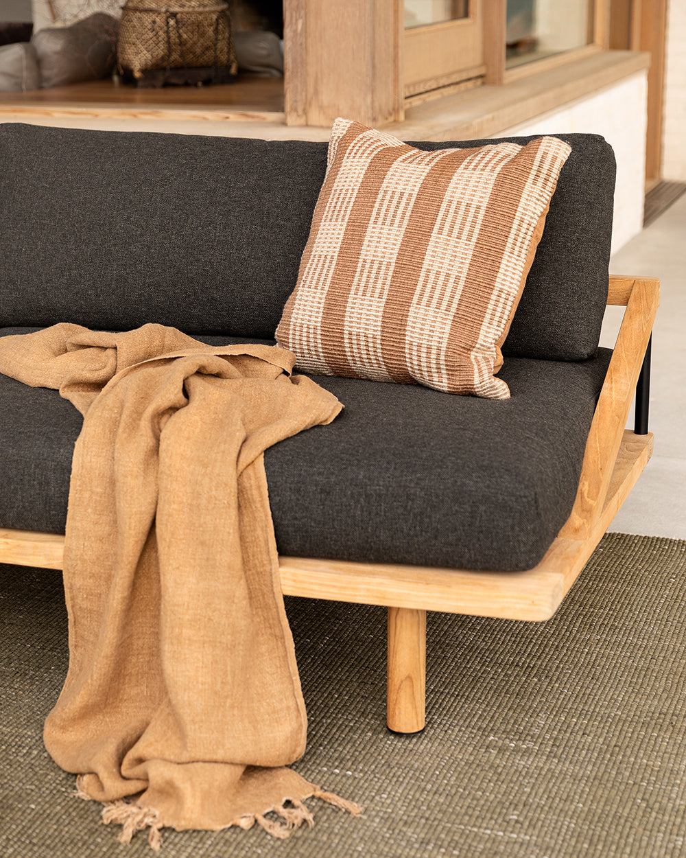 Outdoor Orion cushion 50cm amber – green with envy nz