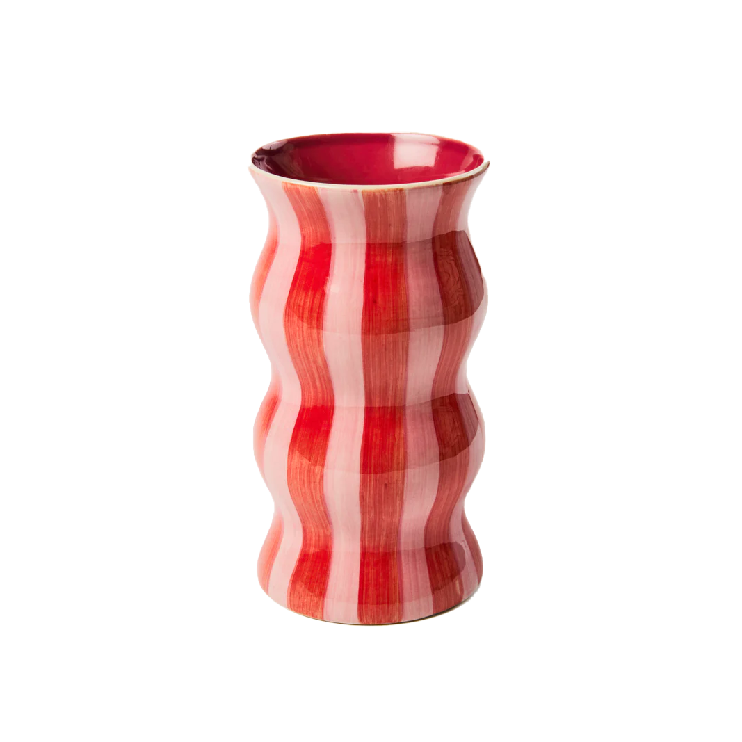 Palma stripe vase red & pink 16cm – green with envy nz