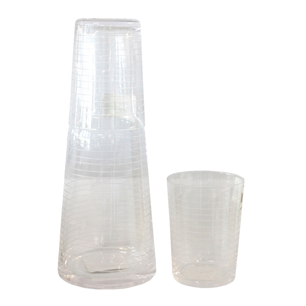 Water carafe set with two glasses clear – green with envy nz