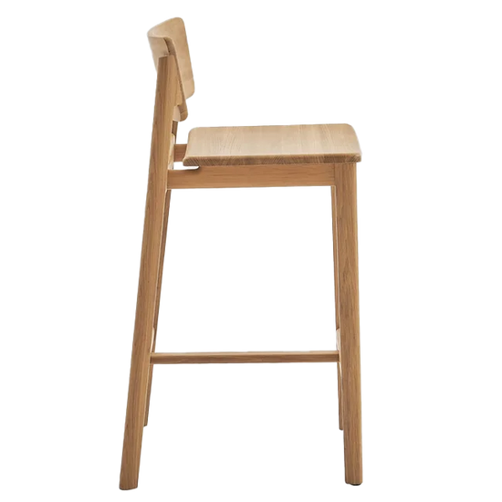 Solid oak counter stool with back natural – green with envy nz