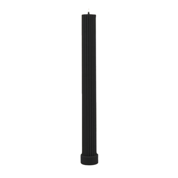 Ridged column candle with base black – green with envy nz