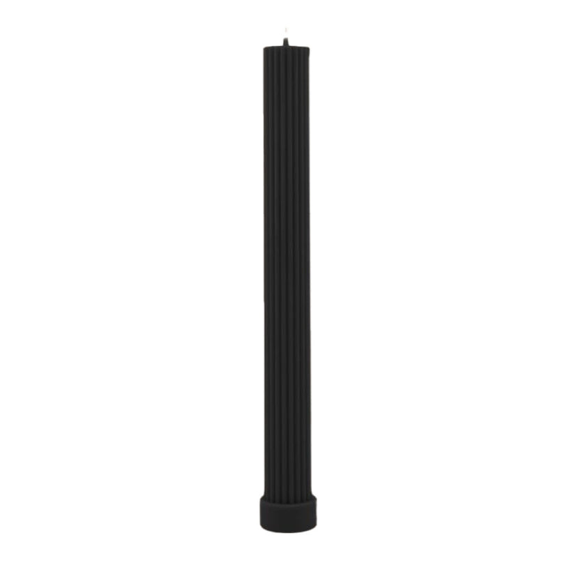 Ridged column candle with base black – green with envy nz