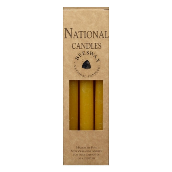 NZ made beeswax taper candles 24cm long (6) – green with envy nz